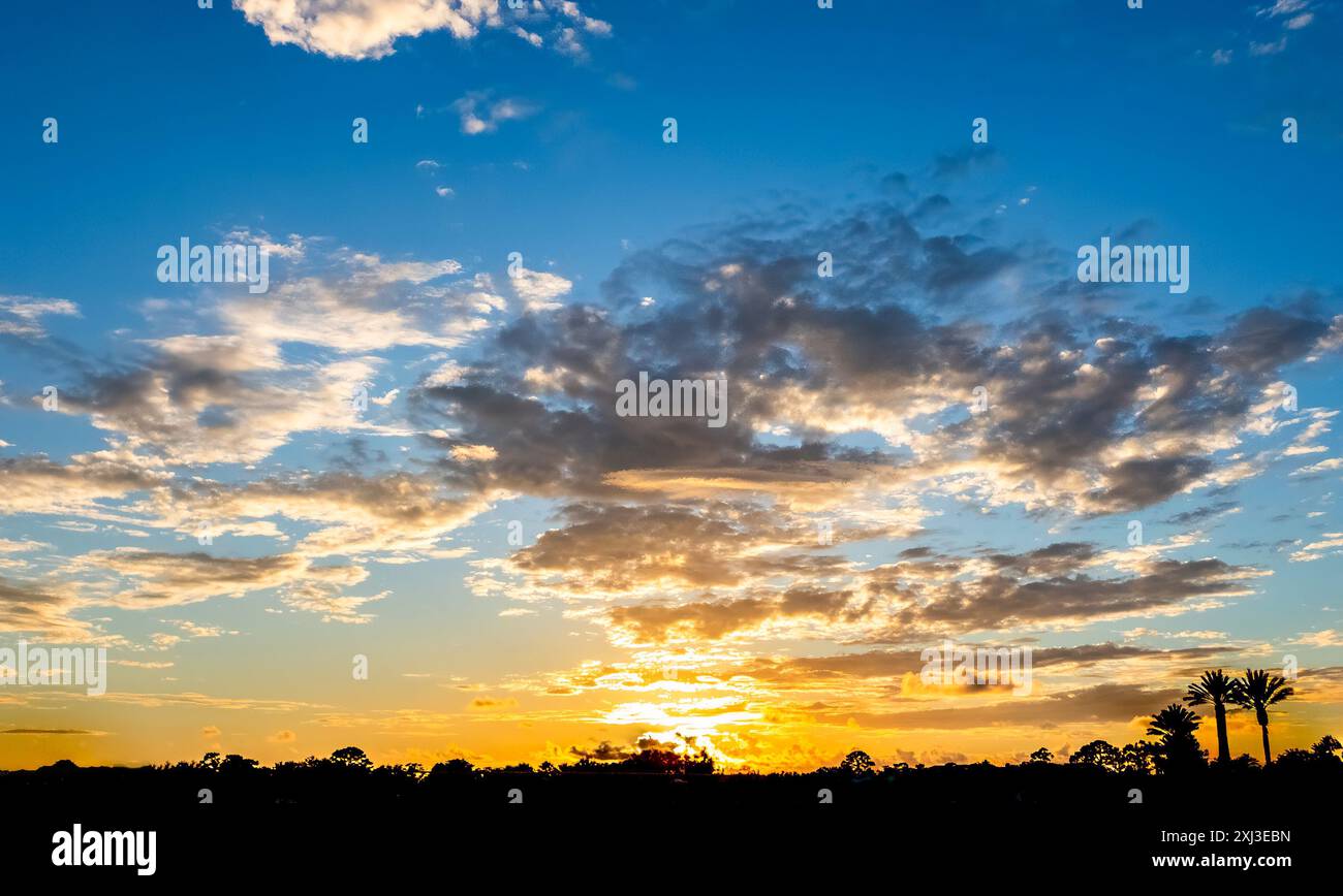 Colorful yellow orange sunset over southwestern Florida USA Stock Photo ...