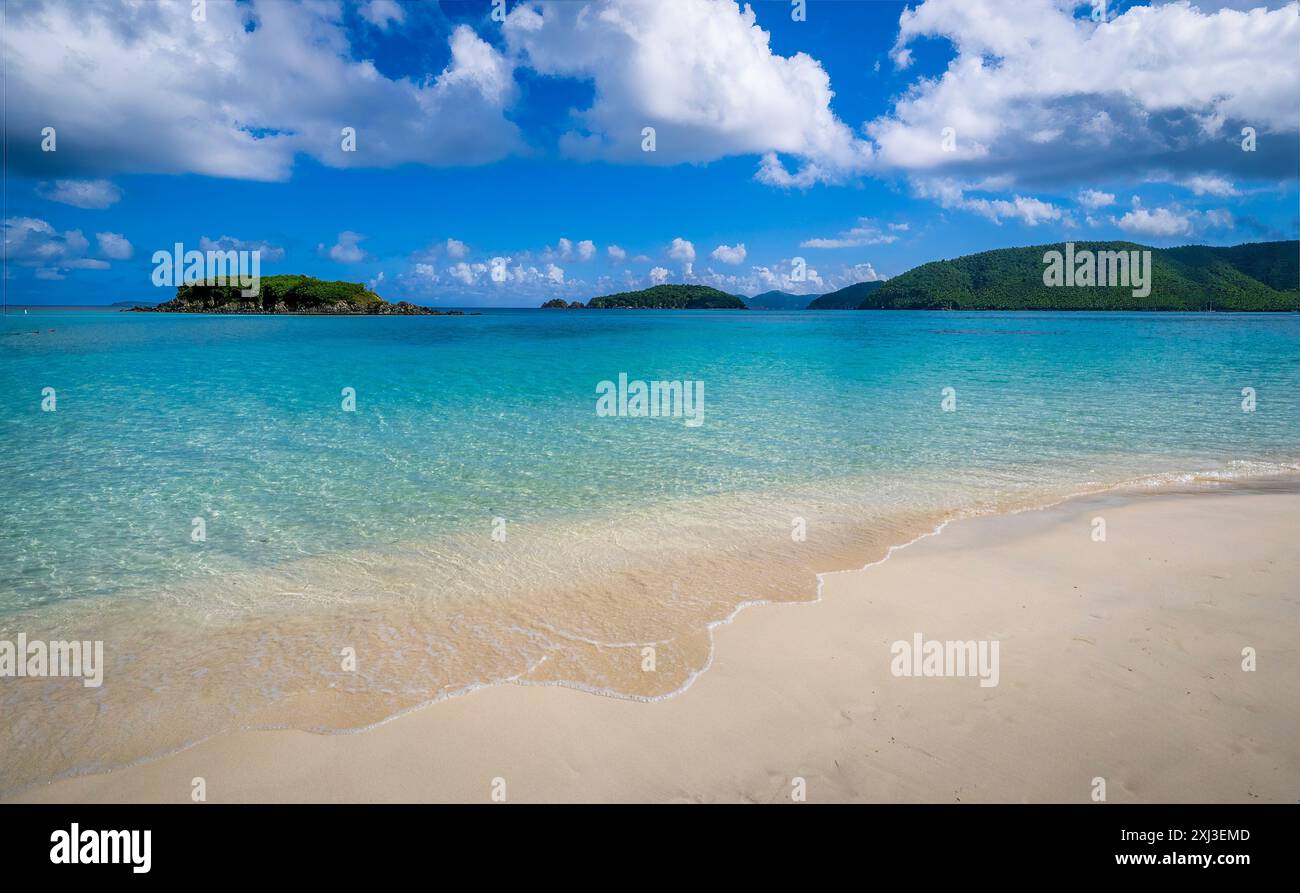 Cinnamon Bay beach in the Virgin Islands National Park on the island of ...