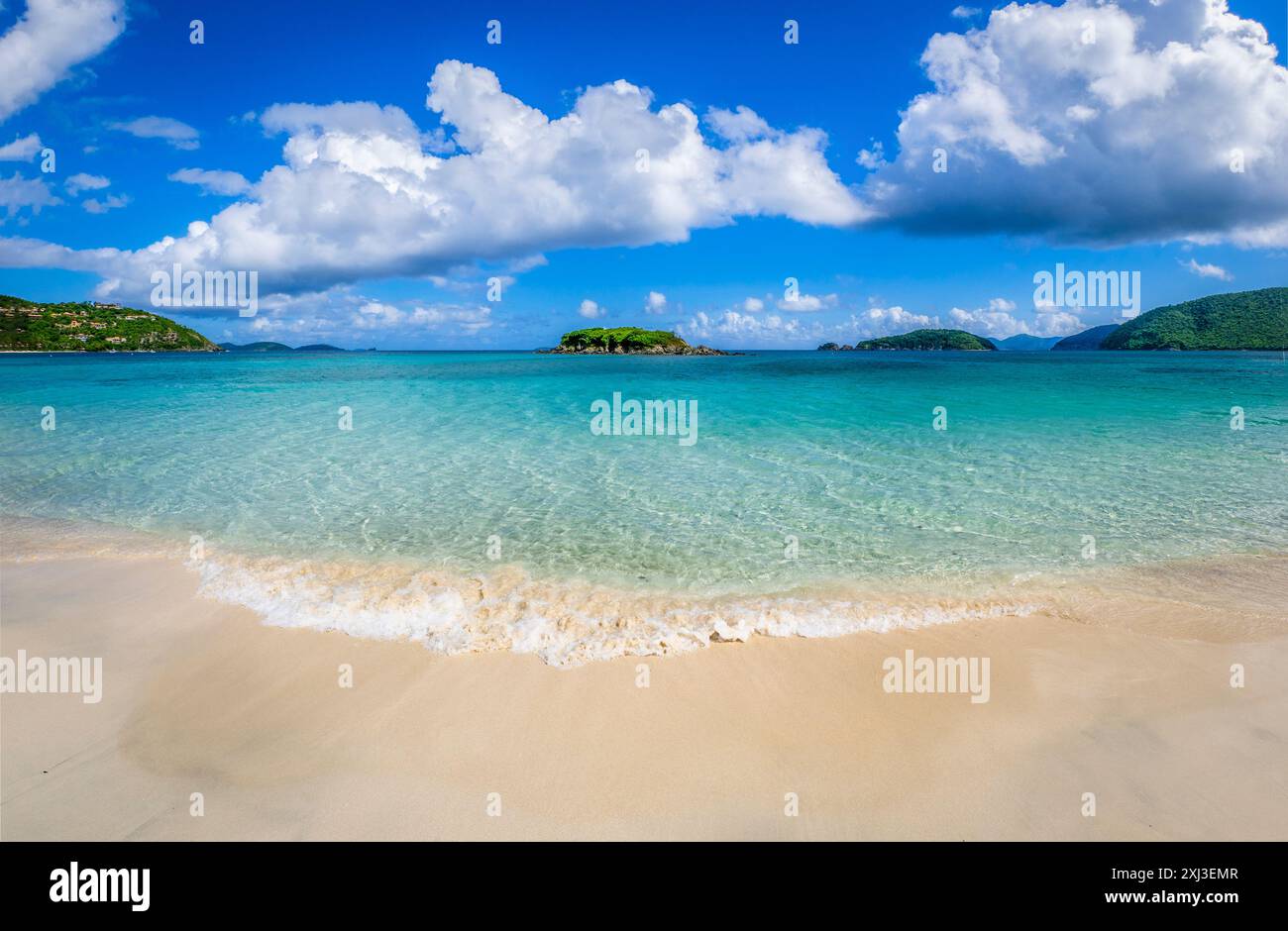 Cinnamon Bay beach in the Virgin Islands National Park on the island of ...