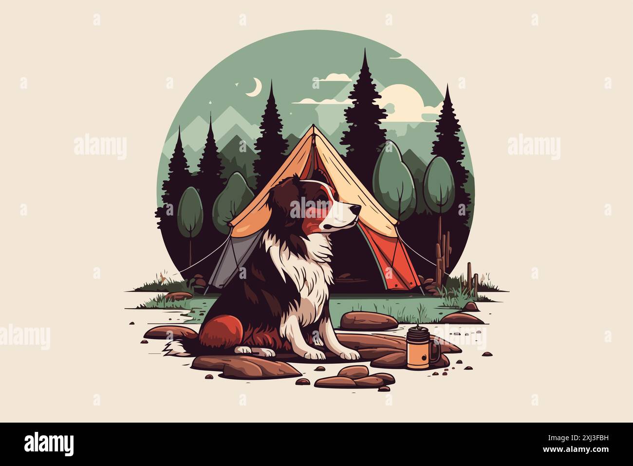 Dog Camping vector illustration Stock Vector Image & Art - Alamy