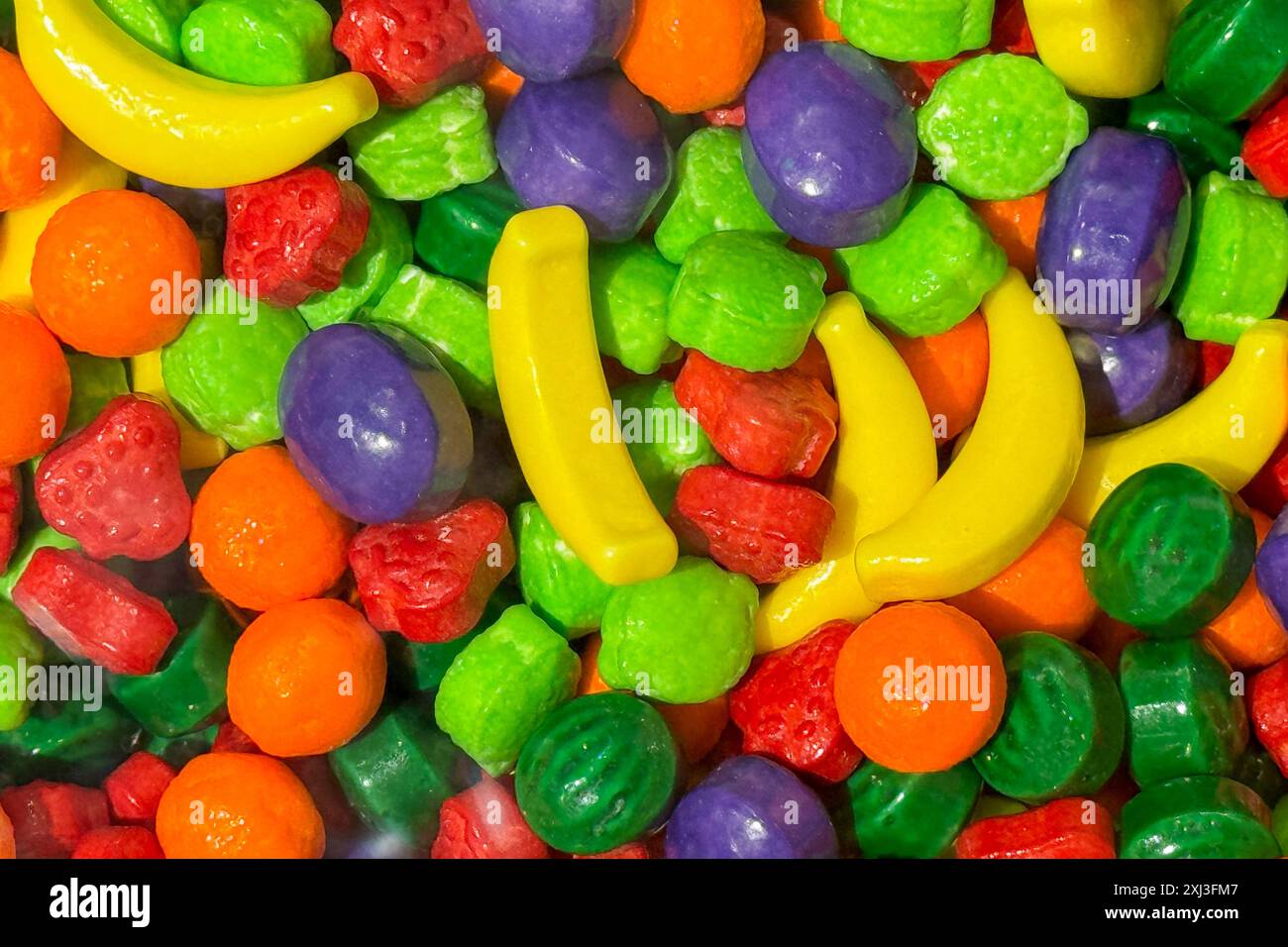 a colorful assortment of fruit-shaped and fruit-flavored candies Stock ...