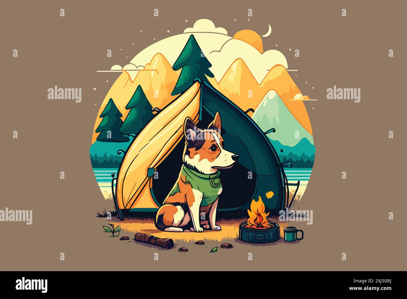 Dog Camping vector illustration Stock Vector Image & Art - Alamy
