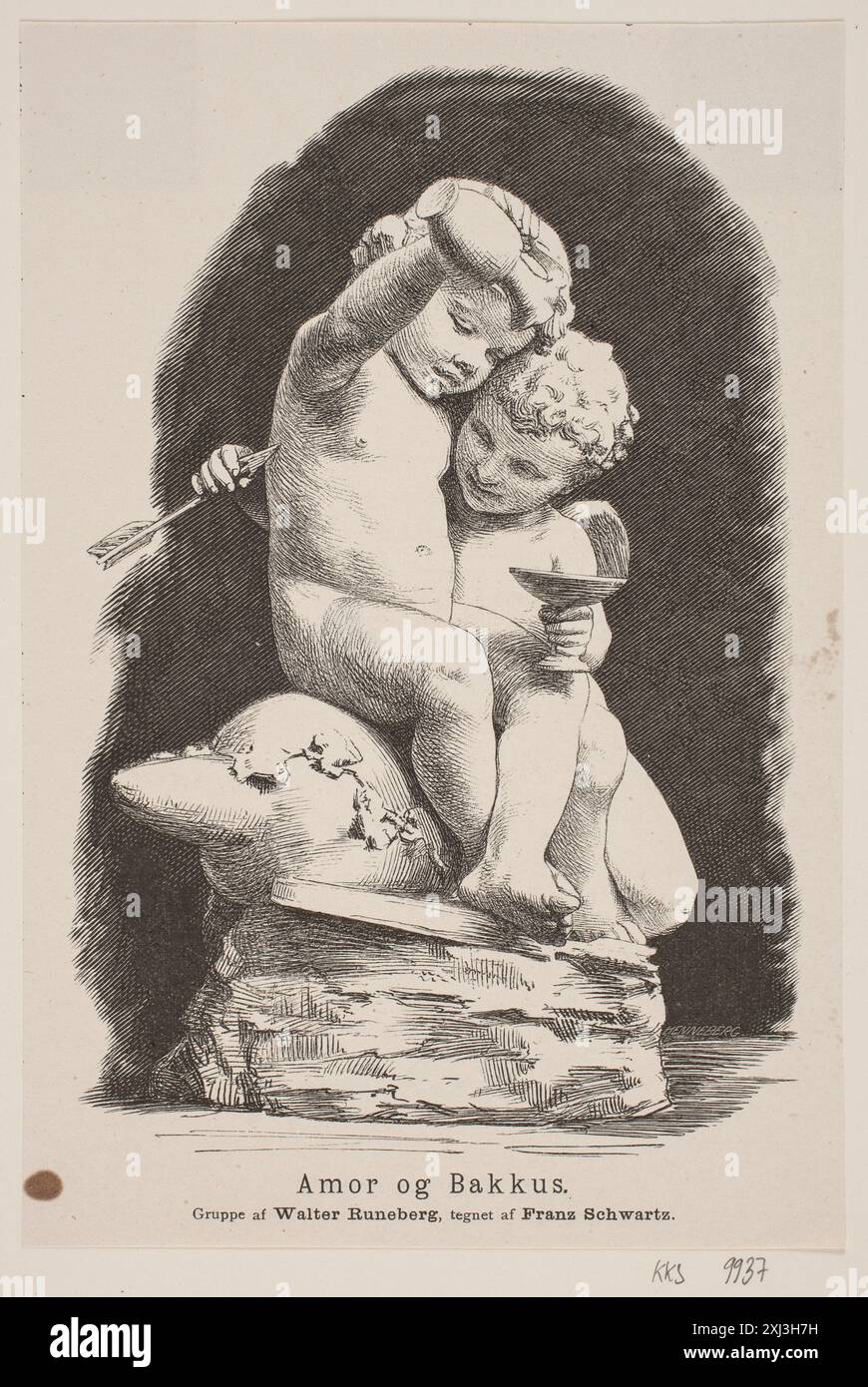Amor and Bakkus Henneberg, H. C. 1826 - 1893, Schwartz, Frans 1850 ...
