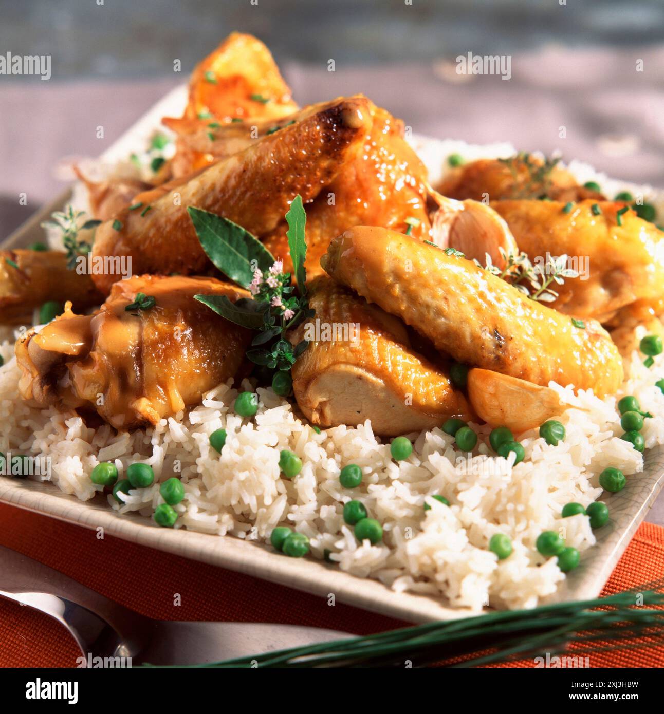 bisque sauteed chicken Stock Photo - Alamy