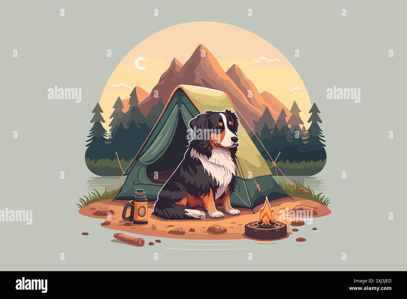 Dog Camping vector illustration Stock Vector Image & Art - Alamy