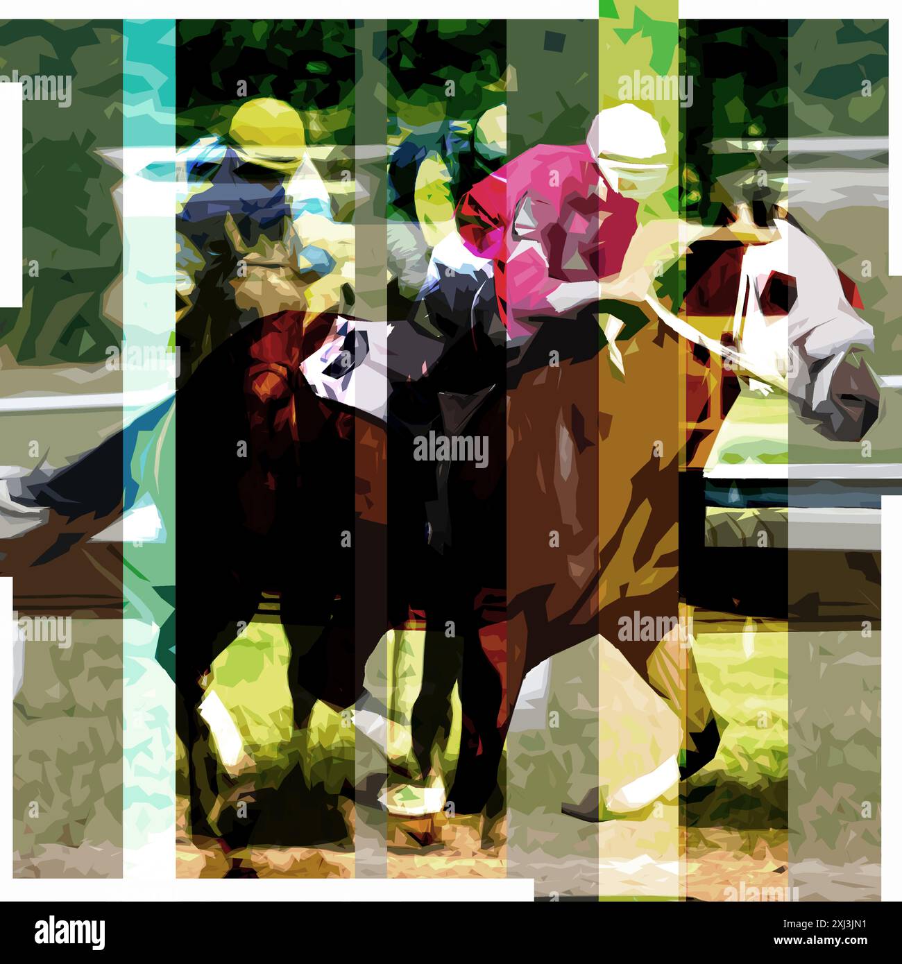 Sunny day at the races with running horses hi-res stock photography and ...