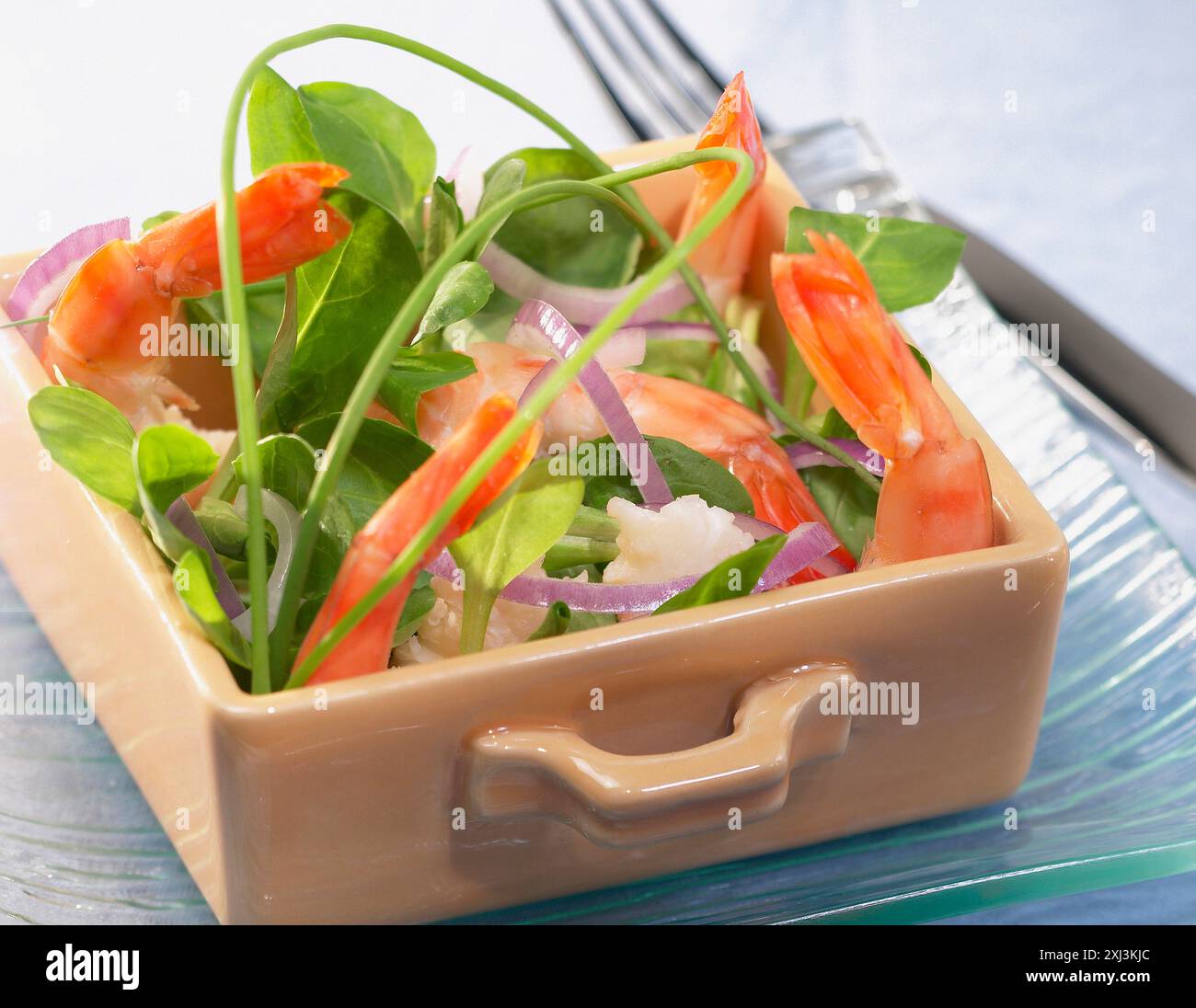 lamb's lettuce and prawn salad Stock Photo - Alamy