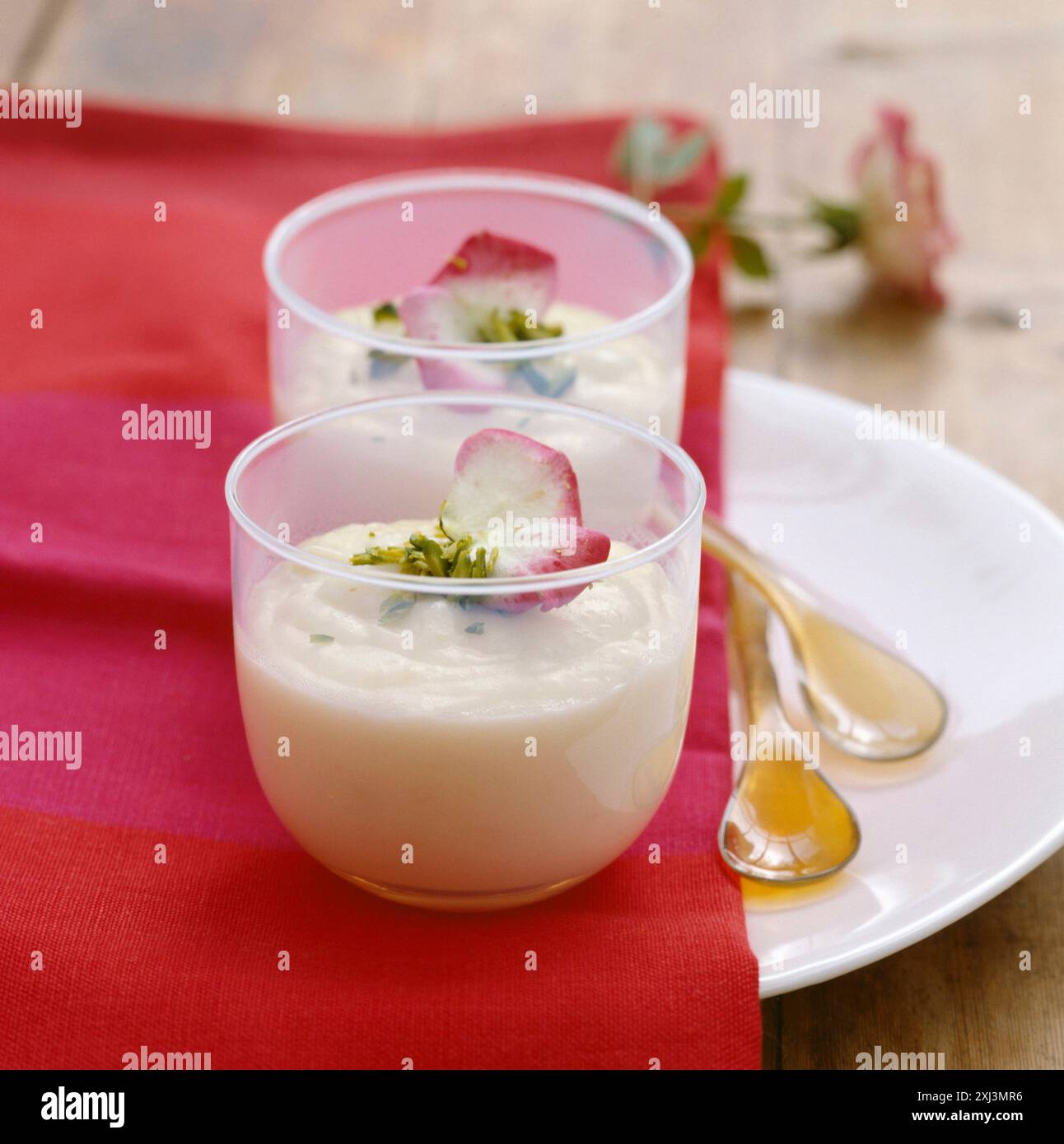 Almond and rose water mousse Stock Photo - Alamy
