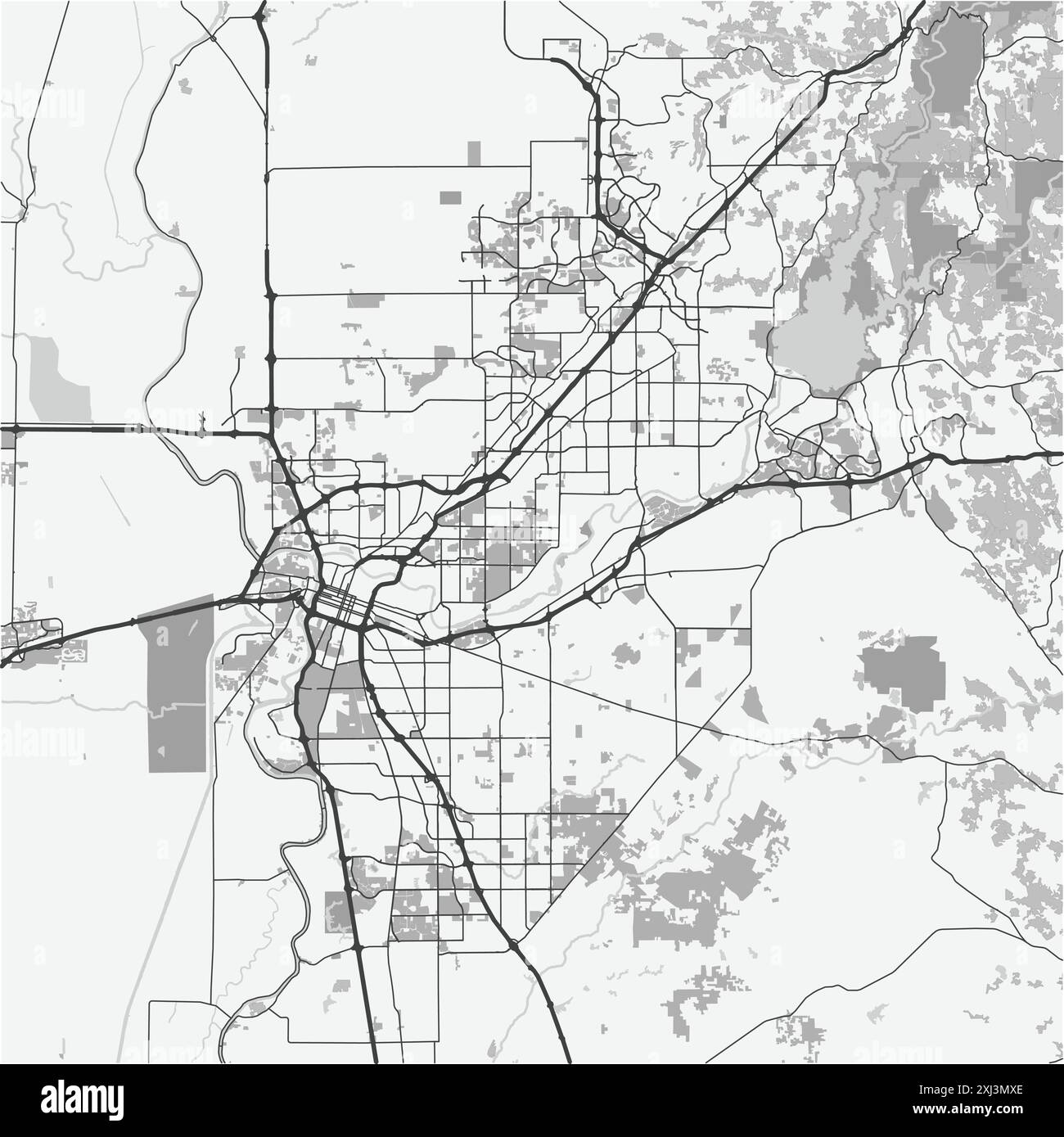 Map of Sacramento in California in grayscale. Contains layered vector ...