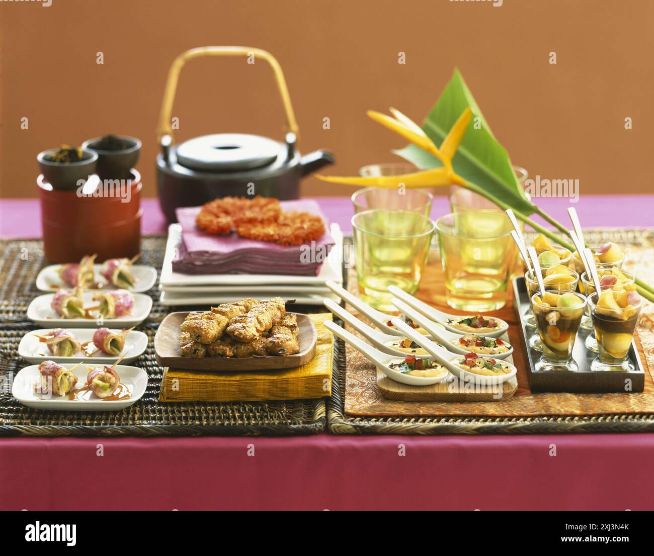 Selection of exotic appetizers Stock Photo - Alamy