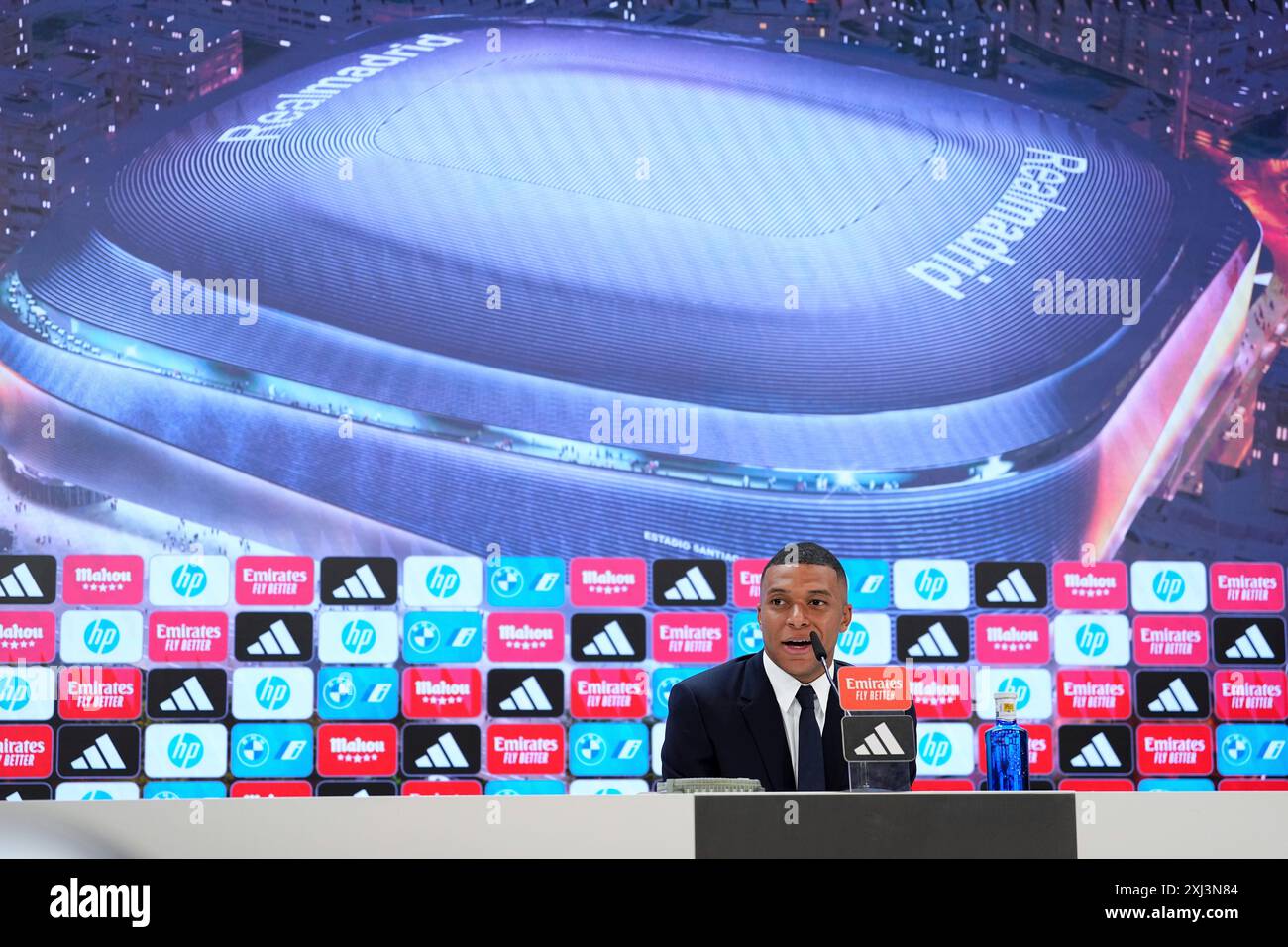 Kylian Mbappe attends his press conference during his presentation as ...