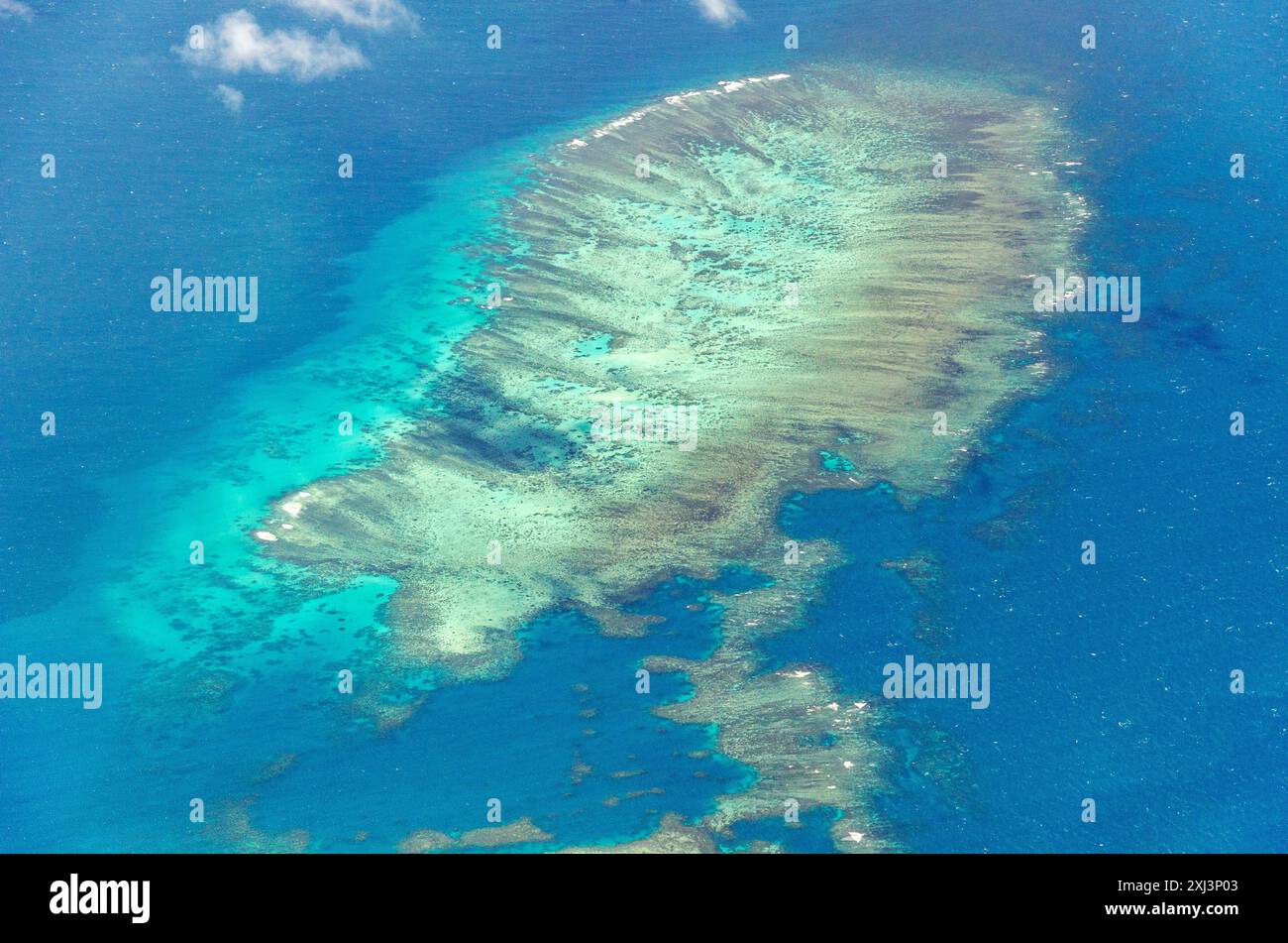 Aerial view on Great Barrier Reef on the way from Cairns to Lizard ...