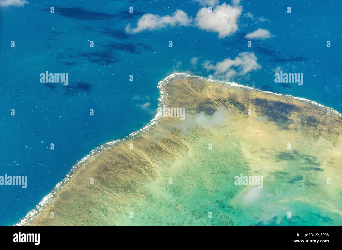 Aerial view on Great Barrier Reef on the way from Cairns to Lizard ...