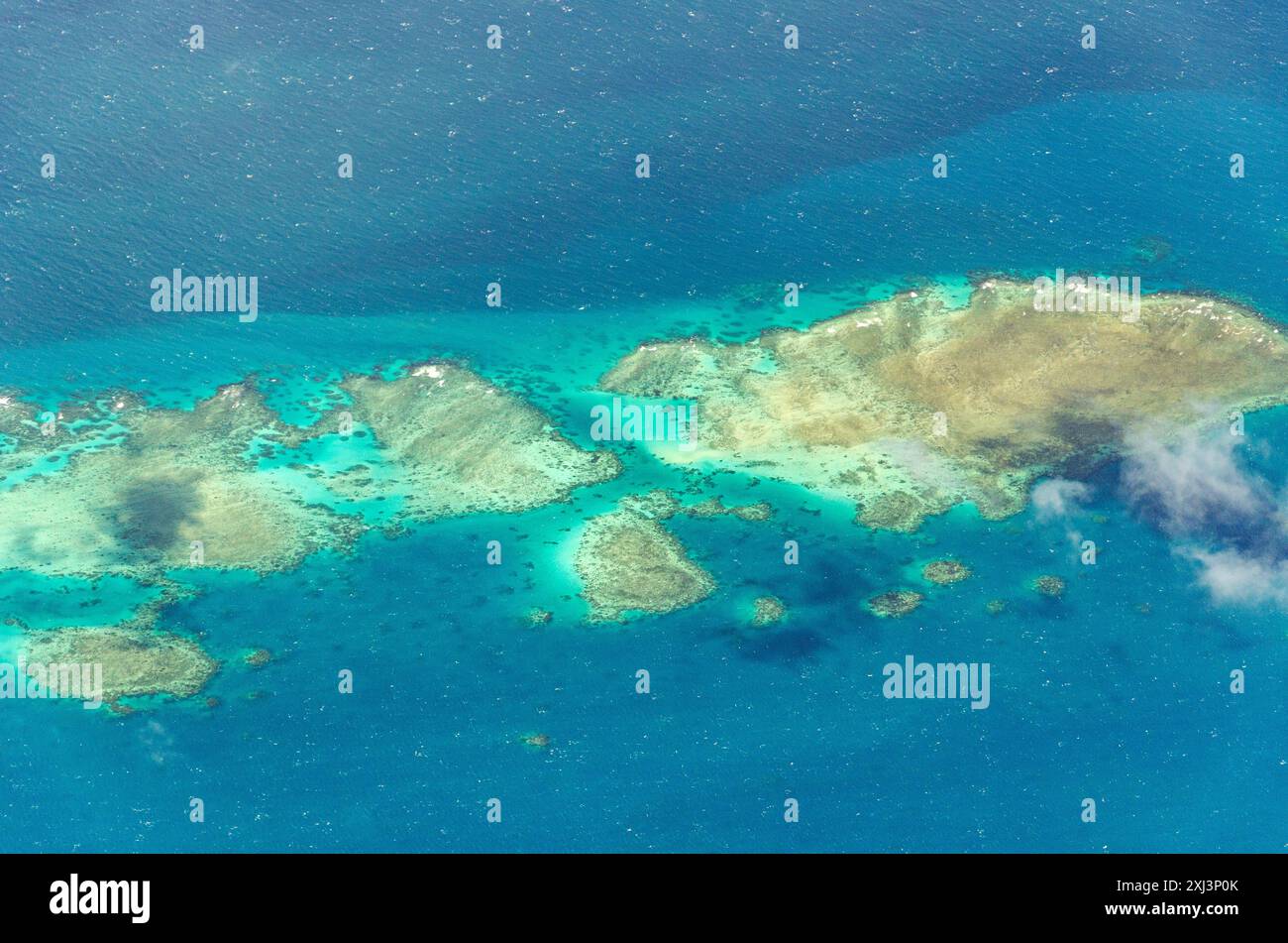 Aerial view on Great Barrier Reef on the way from Cairns to Lizard ...