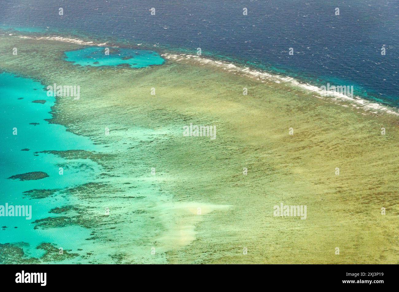 Aerial view on Great Barrier Reef on the way from Cairns to Lizard ...