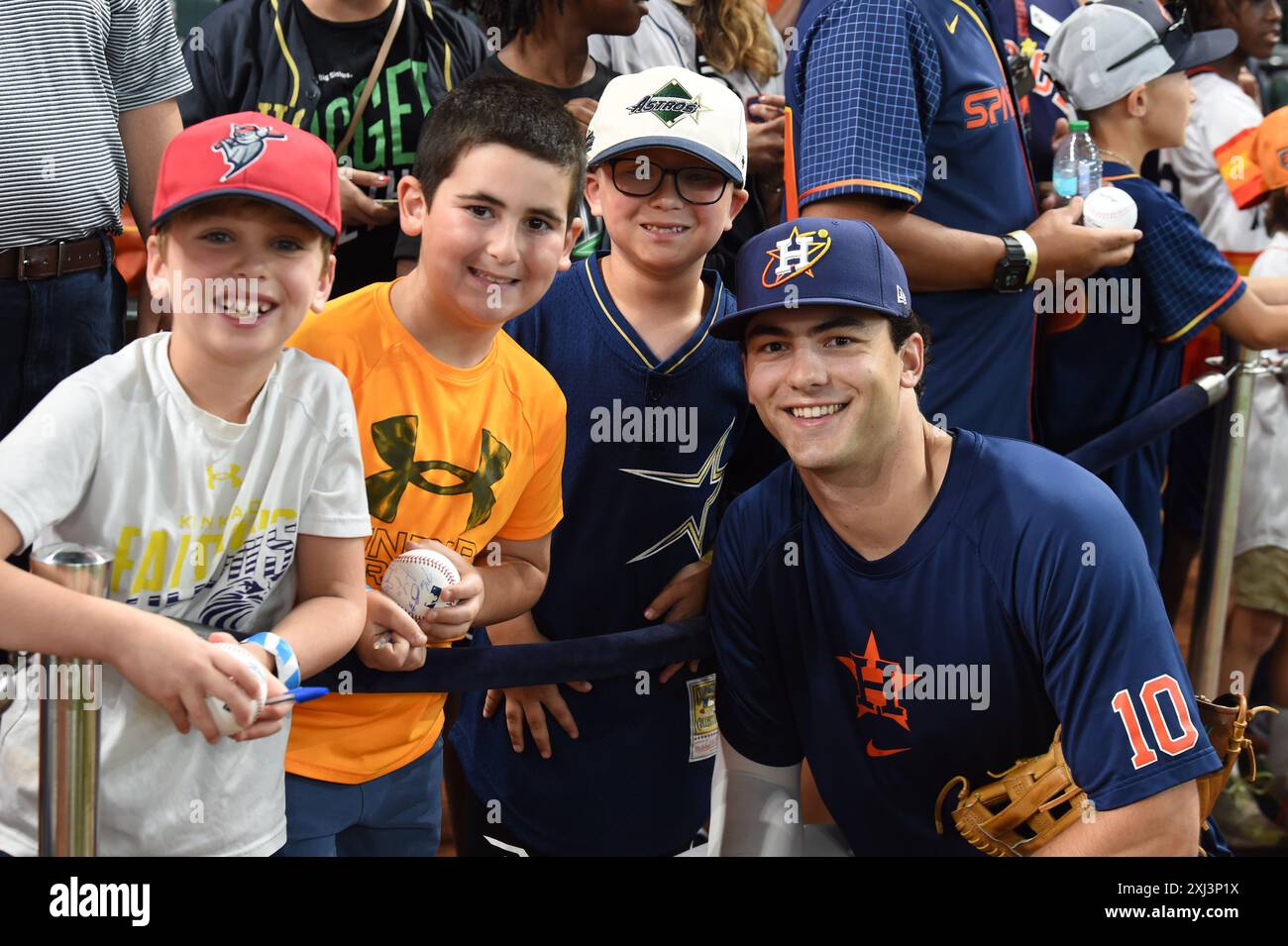 Houston Astros outfielder Joey Loperfido (10) signs autographs and ...