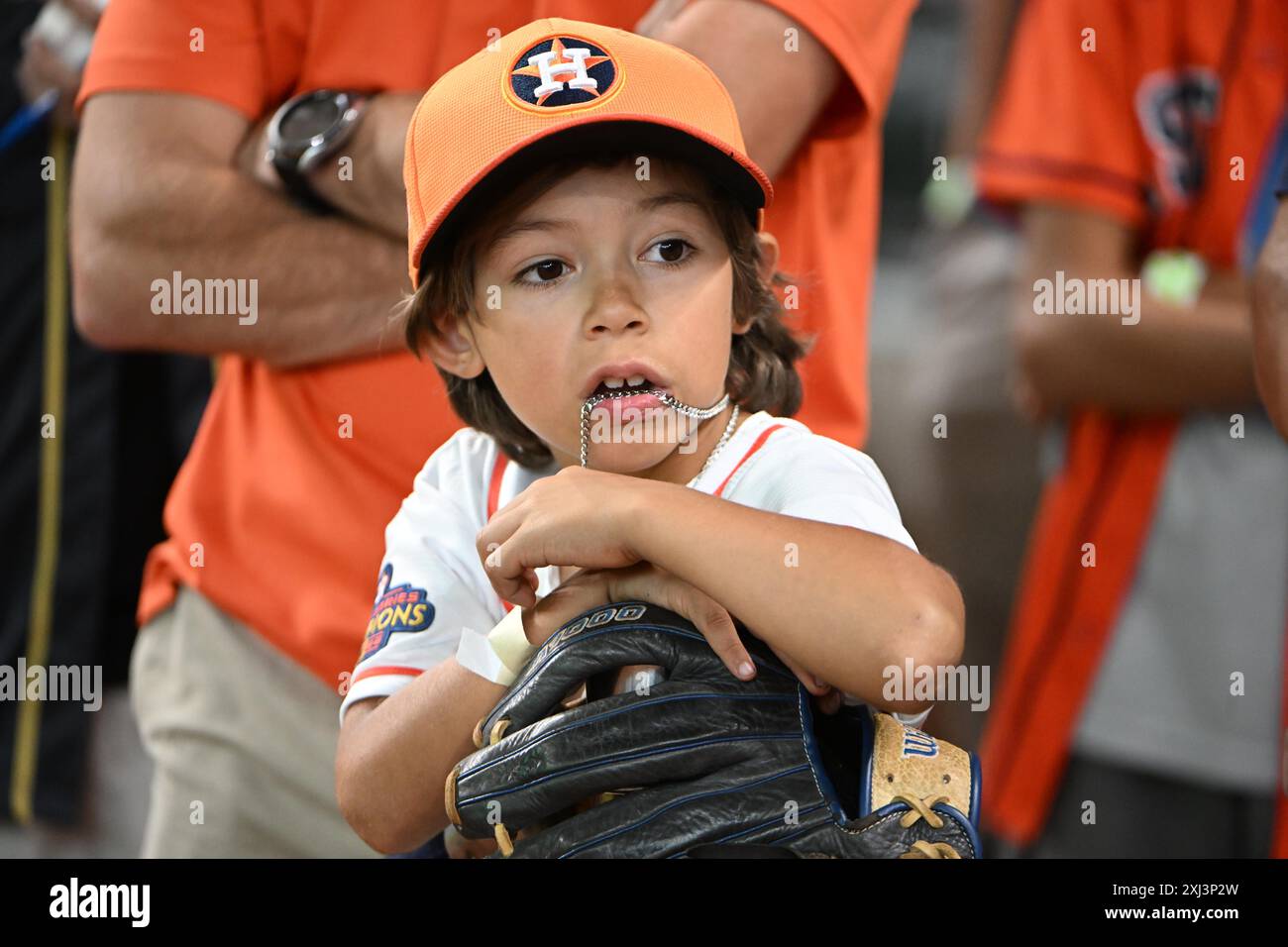 Young Astros fan during the MLB baseball game between the Texas Rangers ...