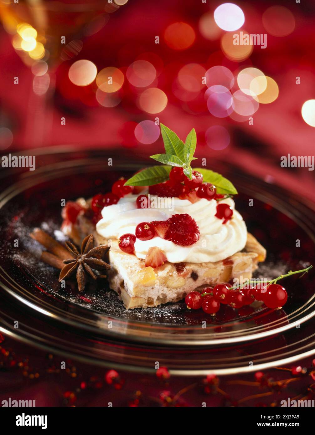 sienna nougat with summer fruit Stock Photo - Alamy