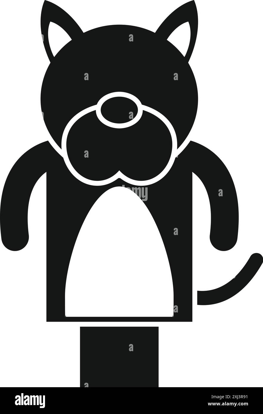 Simple illustration of a cat puppet standing on a small stage Stock ...