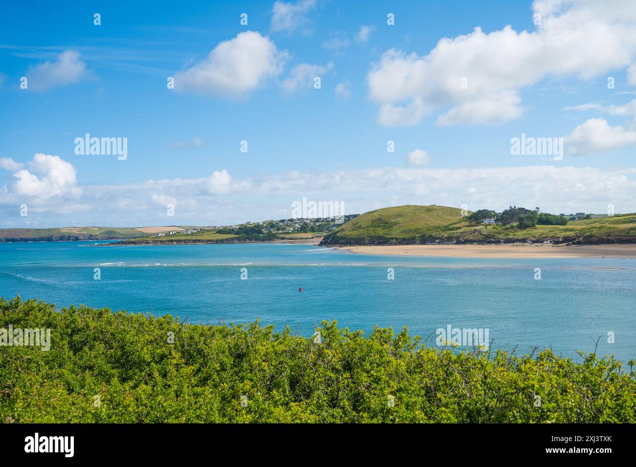 View from Padstow across the Camel Estuary towards Daymer Bay. Small ...