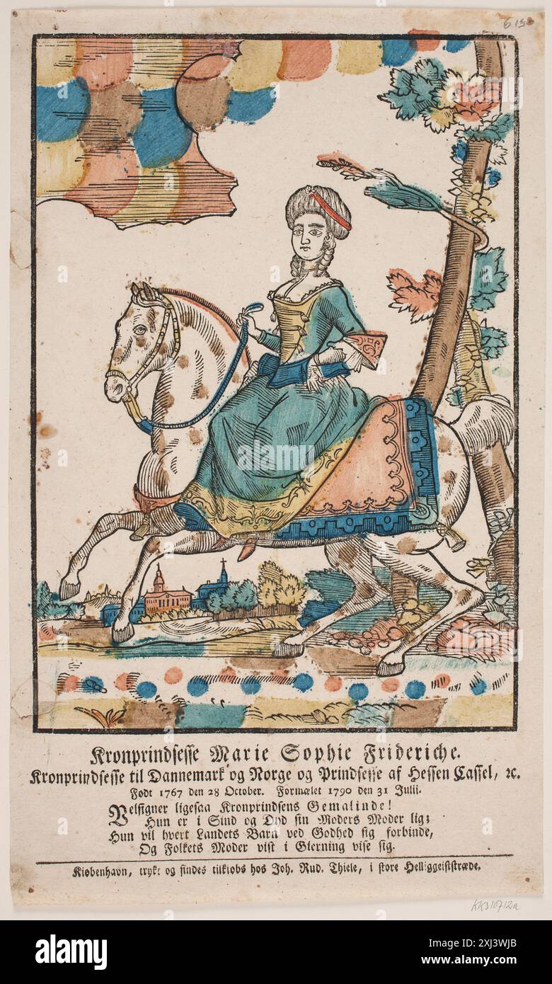 Woodcut print depicting Crown Princess Marie Sophie Frederikke on ...