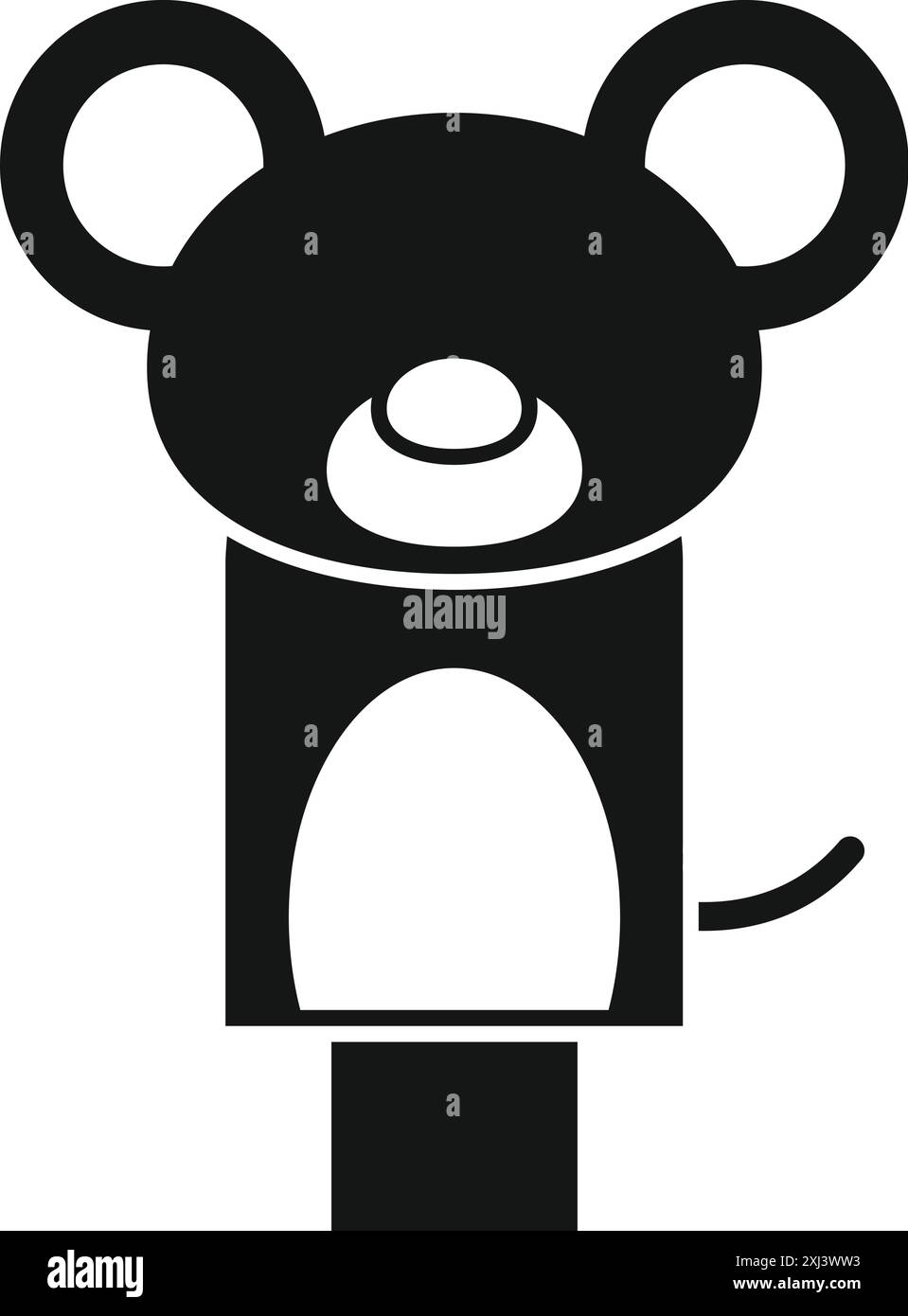 Simple icon of a black and white mouse toy standing on a base Stock ...