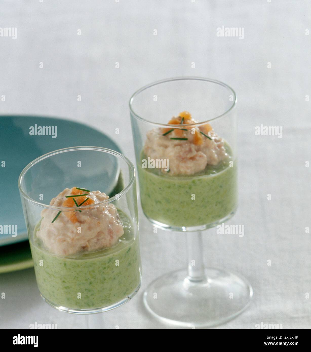 Smoked salmon mousse and avocado mousse Stock Photo - Alamy