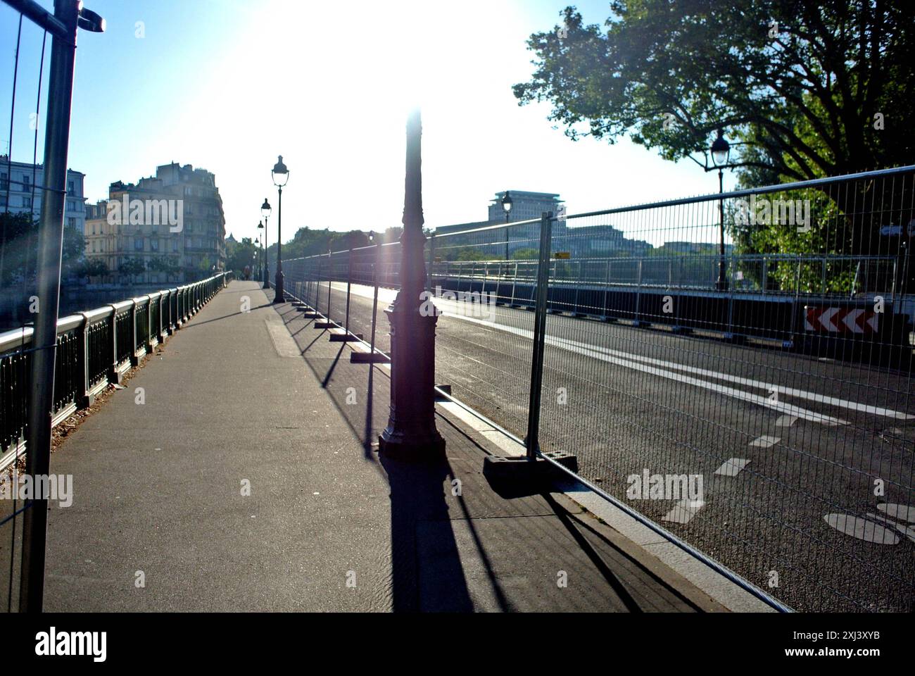 Paris, France. 16th July, 2024. Fences are is installed in nearby ...