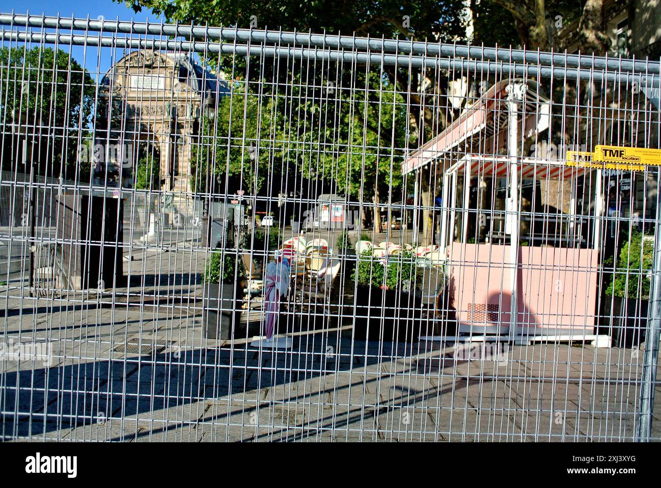 Paris, France. 16th July, 2024. Fences are is installed around Saint ...