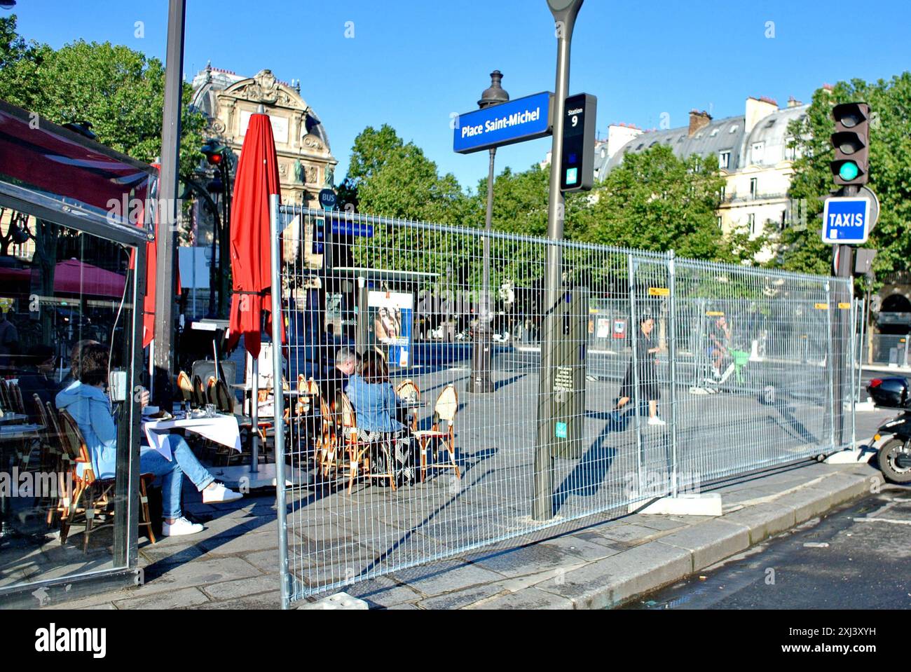 Paris, France. 16th July, 2024. Fences are is installed around Saint ...
