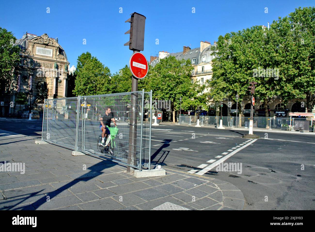 Paris, France. 16th July, 2024. Fences are is installed around Saint ...