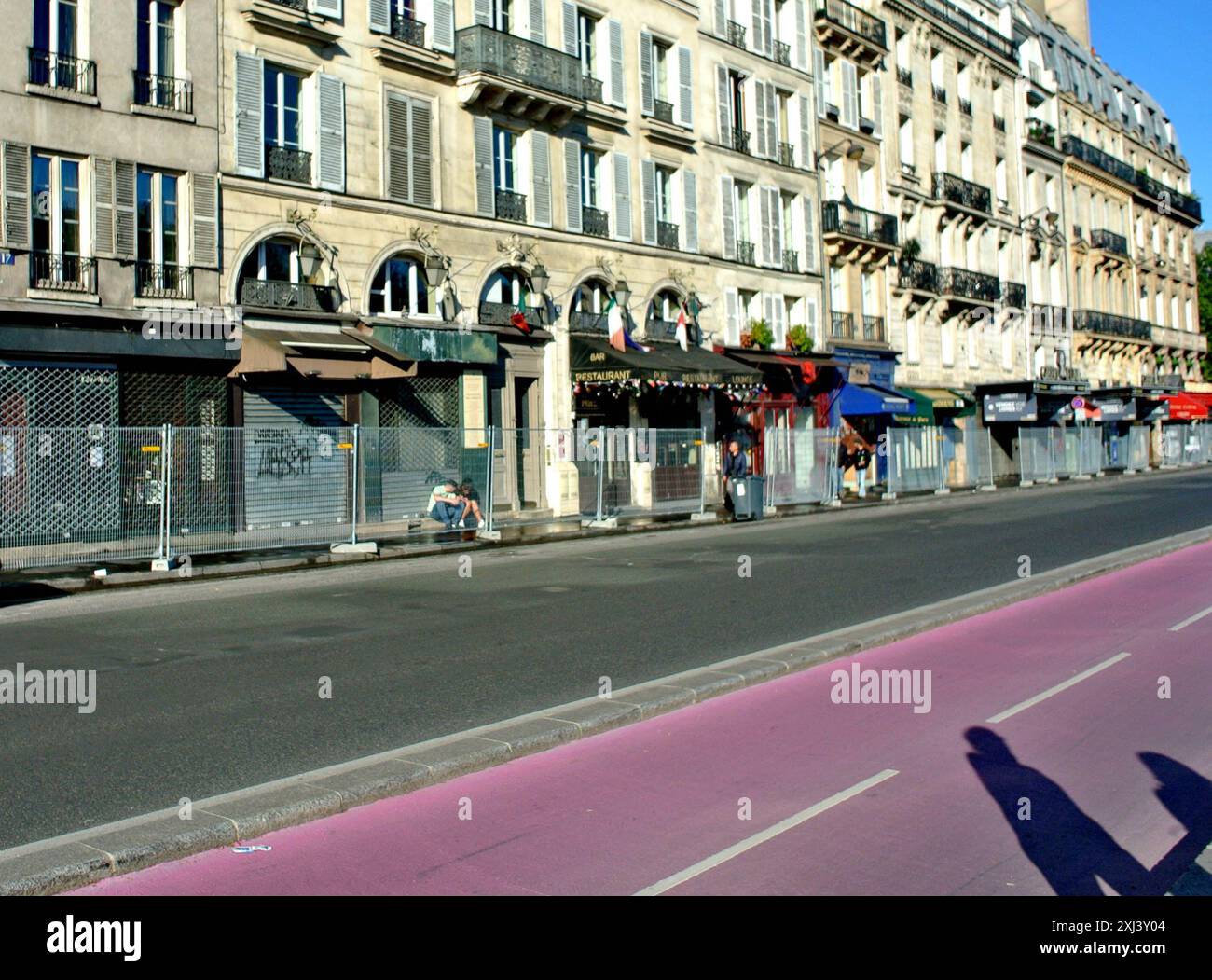 Paris, France. 16th July, 2024. Fences are is installed in nearby ...