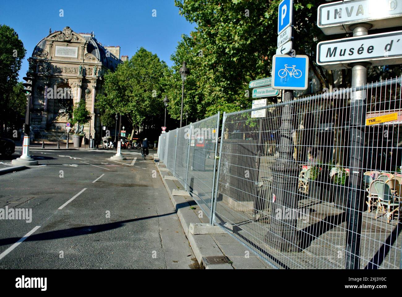 Paris, France. 16th July, 2024. Fences are is installed around Saint ...