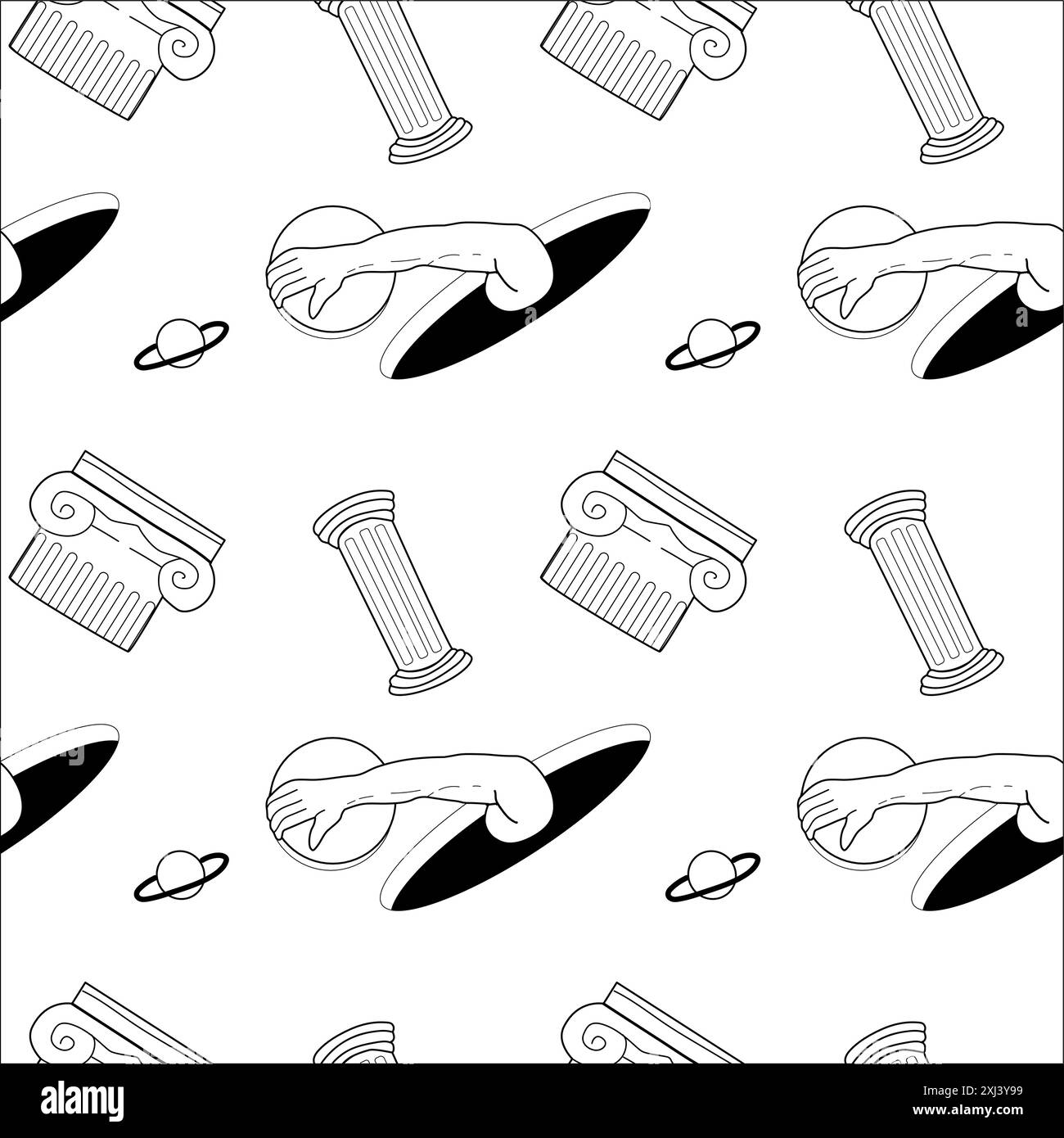 Surrealism elements pattern with abstract greek ancient sculptures ...