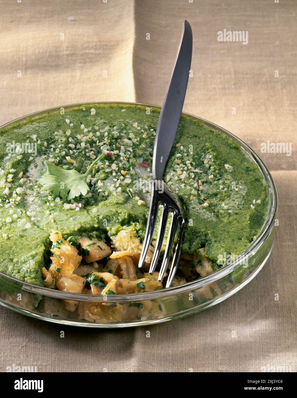 Broccoli and tripe parmentier Stock Photo - Alamy