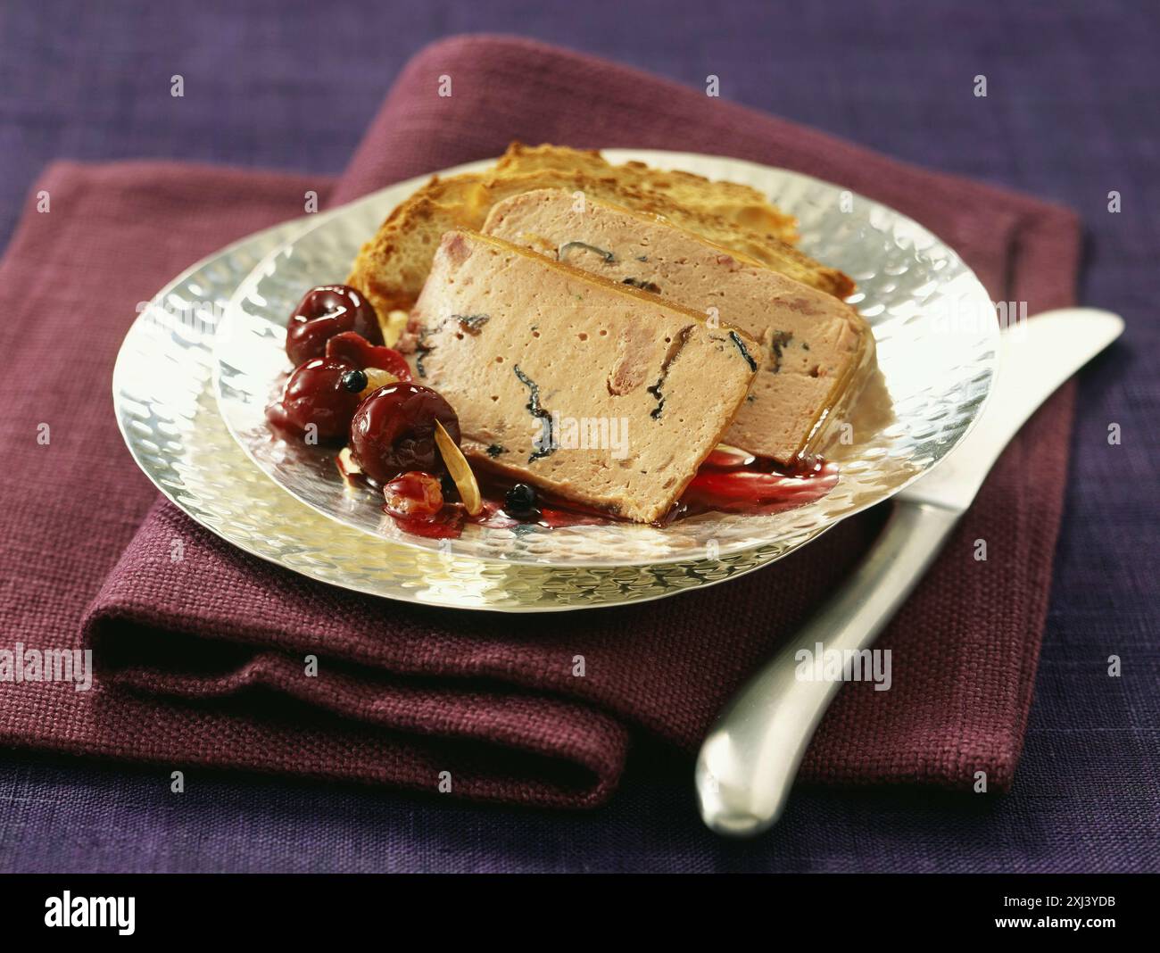 Duck liver and sour griotte cherry terrine Stock Photo - Alamy