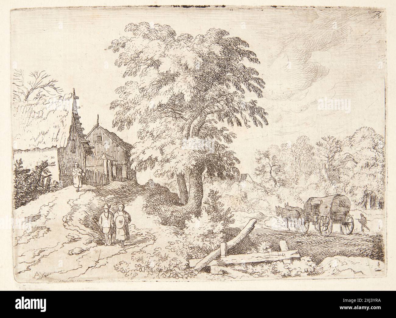 A wagon with two drag horses Everdingen, Allaert van 1621 - 1675 ...