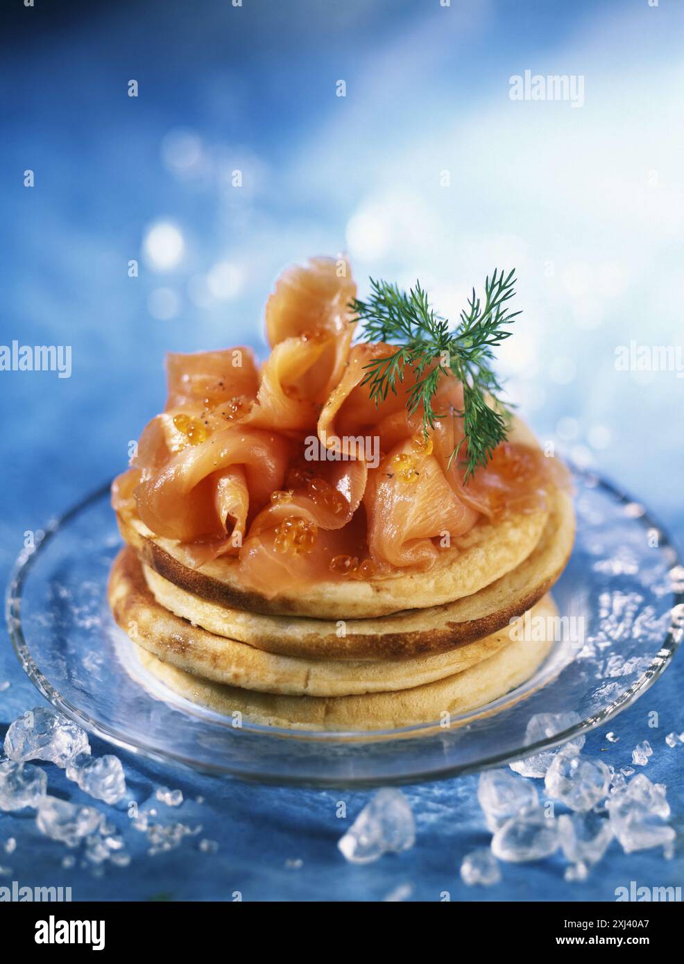blini and smoked salmon cocktail bites Stock Photo - Alamy