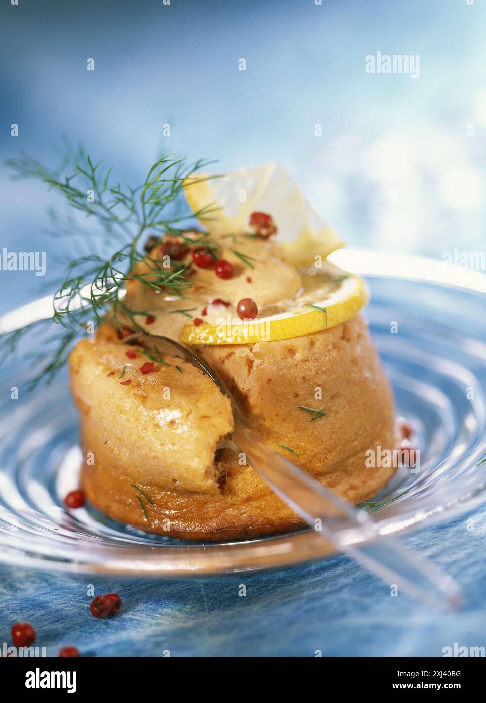 mini salmon flan with taramasalata Stock Photo - Alamy