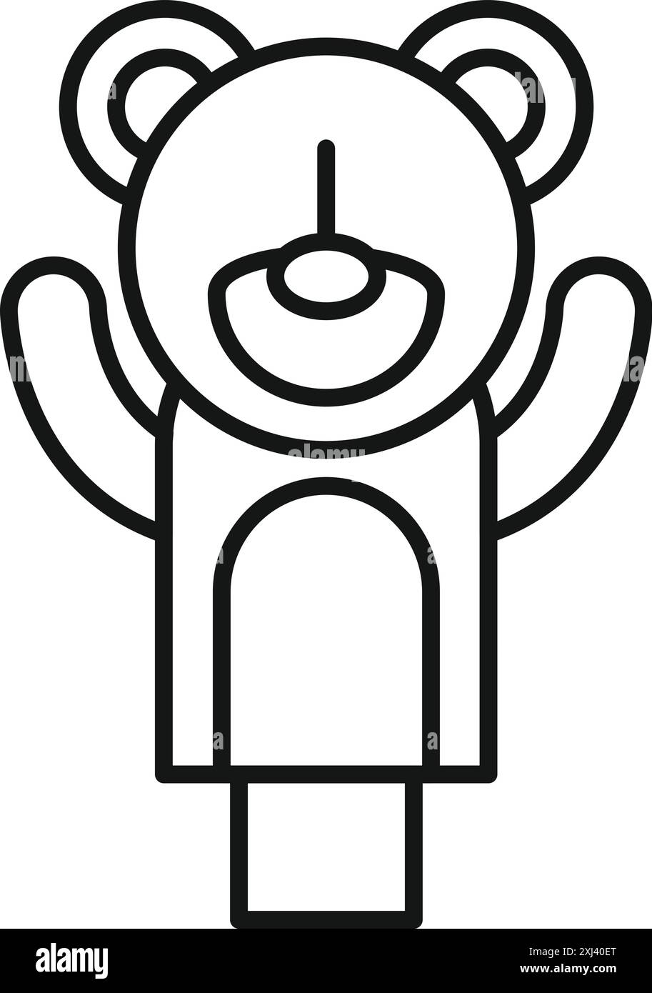 Cartoon style icon of a happy bear puppet waving both hands Stock ...