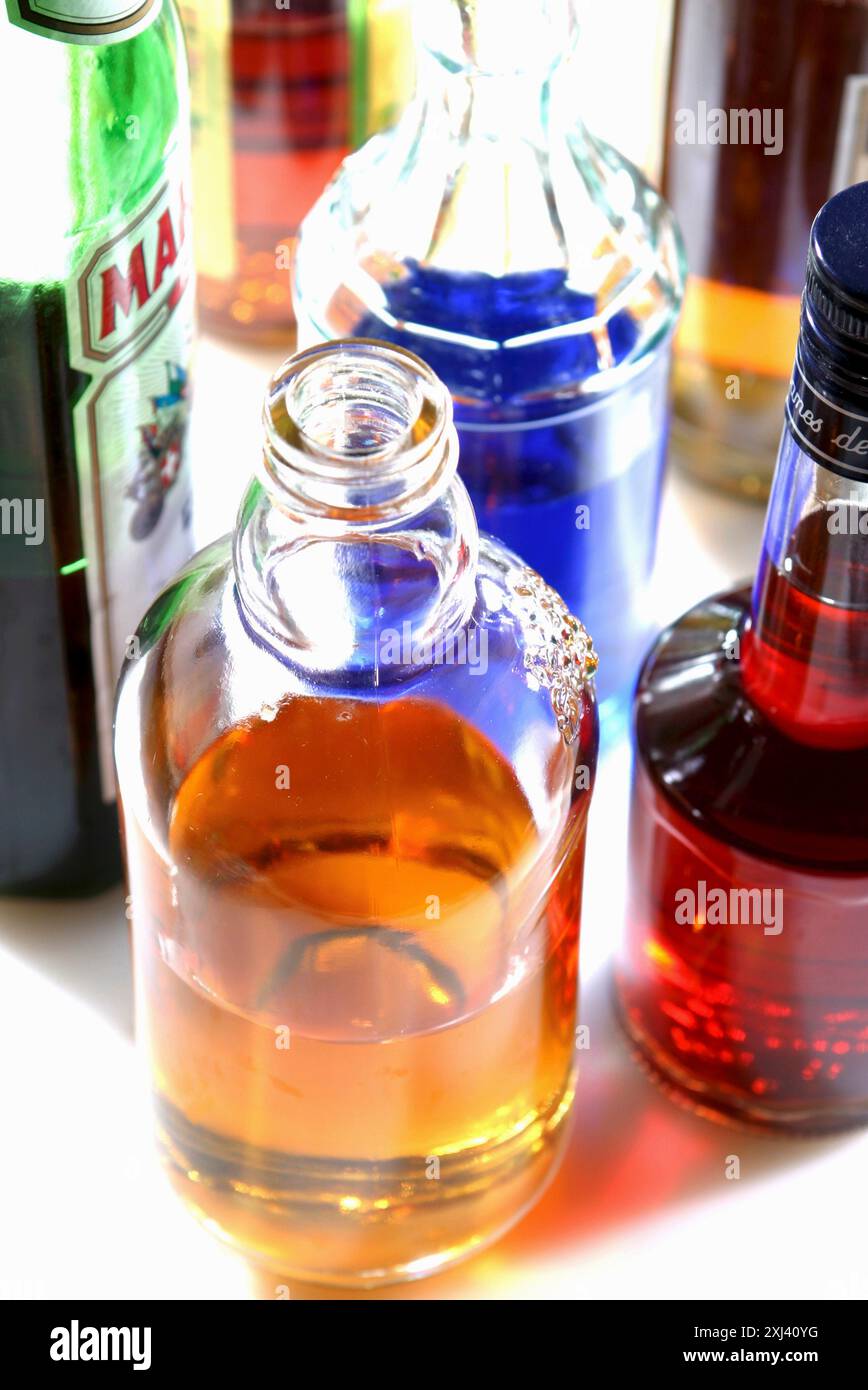 Assorted bottles of alcohol Stock Photo - Alamy