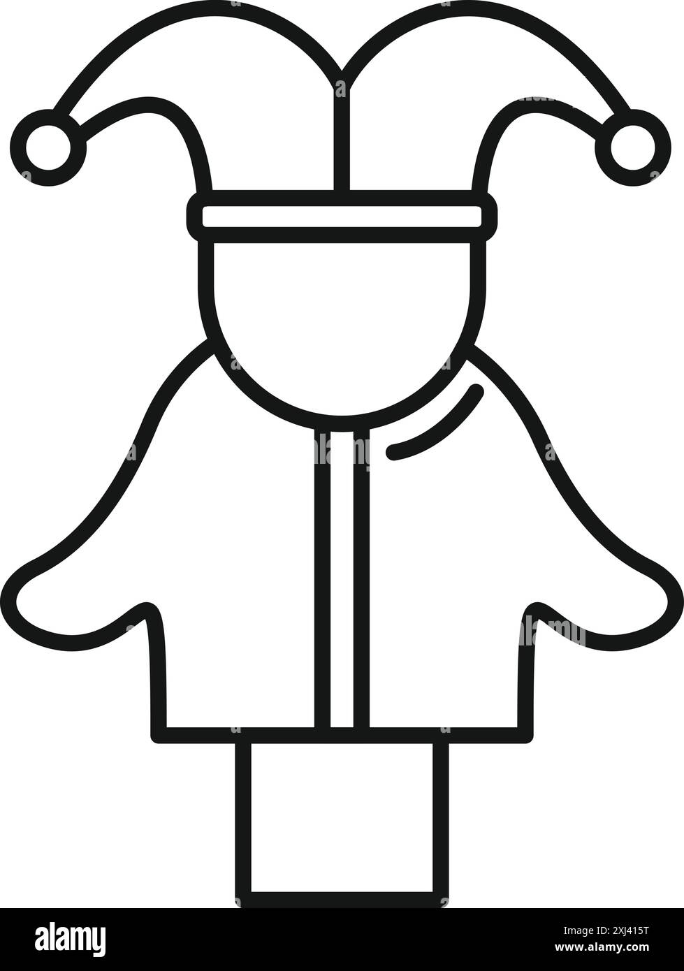 Line drawing of a jester costume hanging on white background ...
