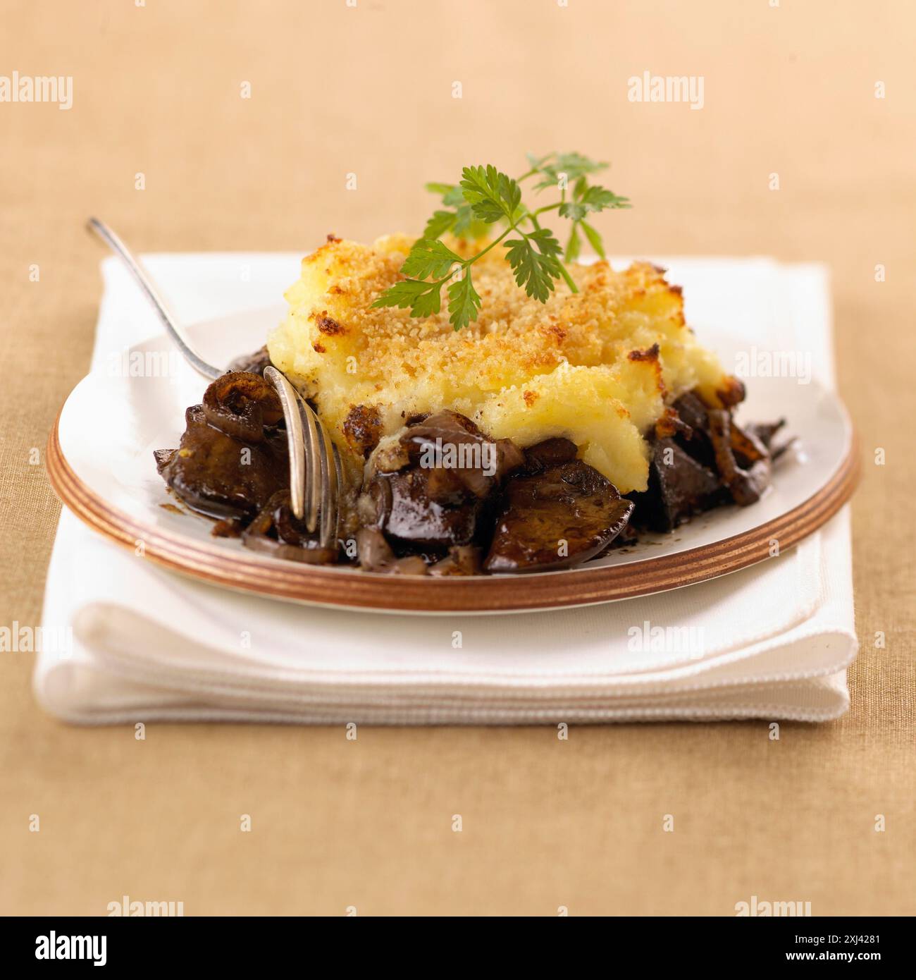 Chicken liver Parmentier with balsamic vinaigar Stock Photo - Alamy