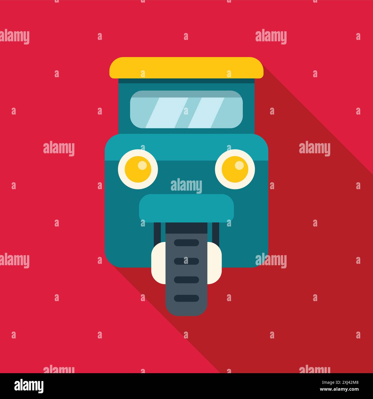 Green and yellow auto rickshaw, a common form of public transportation ...