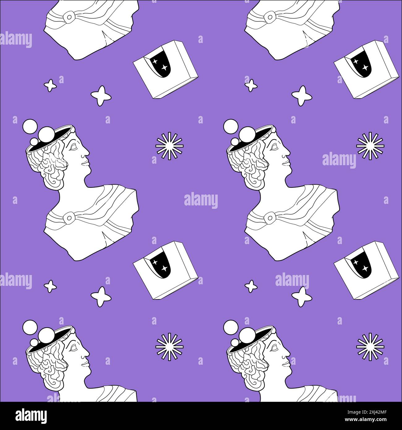 Surrealism elements pattern with abstract greek ancient sculptures ...