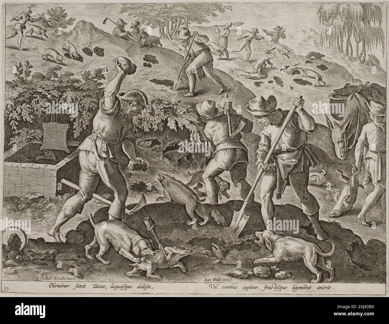 Badger hunt Wierix (II), Antonius 1555 - 1604, Straet, Jan van der 1523 ...