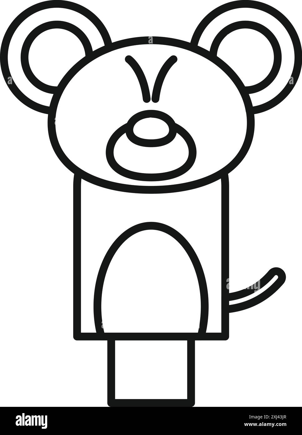 Simple line drawing of a finger mouse puppet with big ears and a tail ...