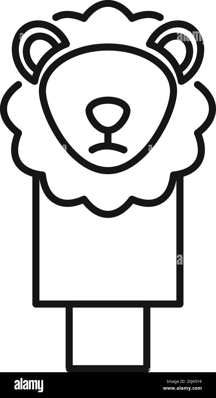 Simple line drawing of a lion finger puppet, perfect for children's ...