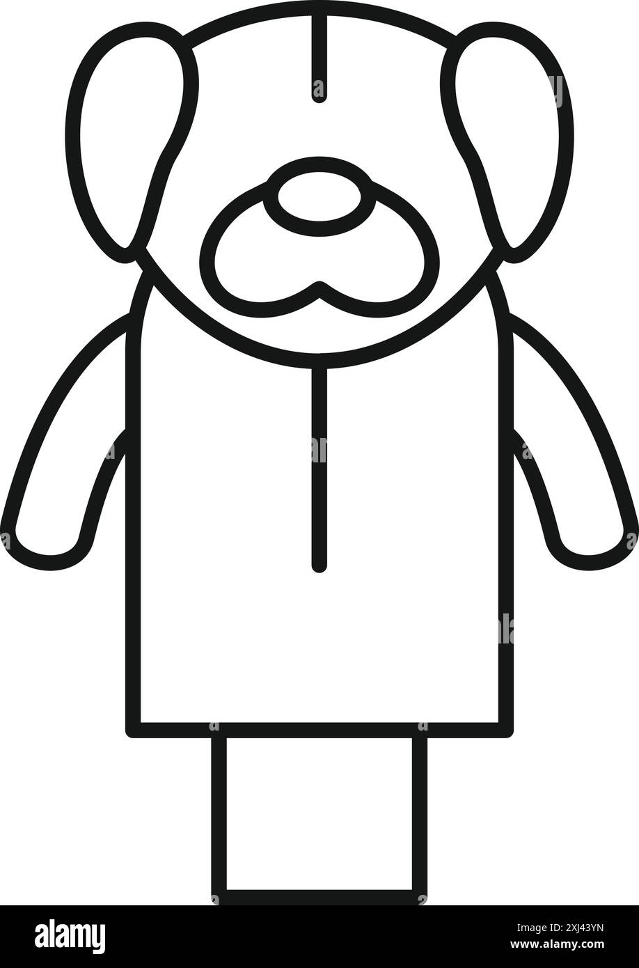 Funny dog puppet toy with big head and small body standing on stage for ...