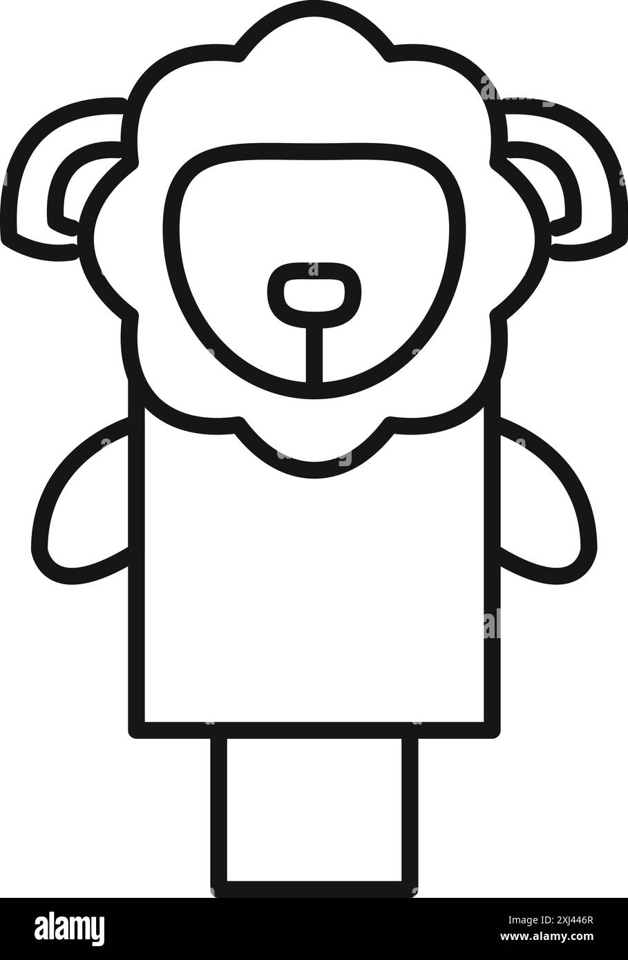 Minimalist line drawing of a hand puppet show character wearing a cute ...